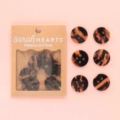 Sarah Hearts 1" Tortoise Shell Buttons – Silver Lining Yarns